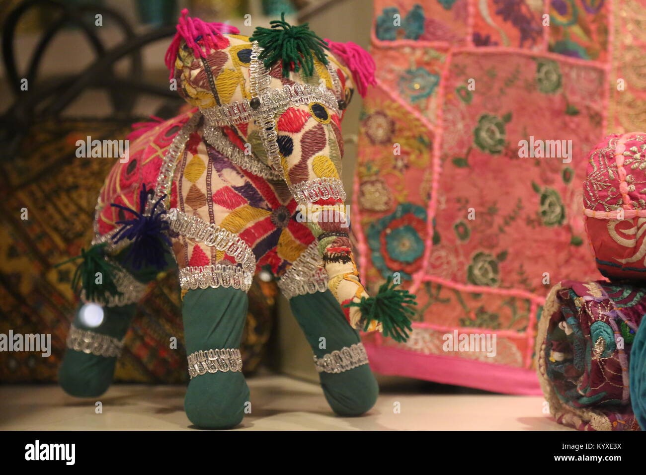 Textile elephant traditional craft east Stock Photo - Alamy