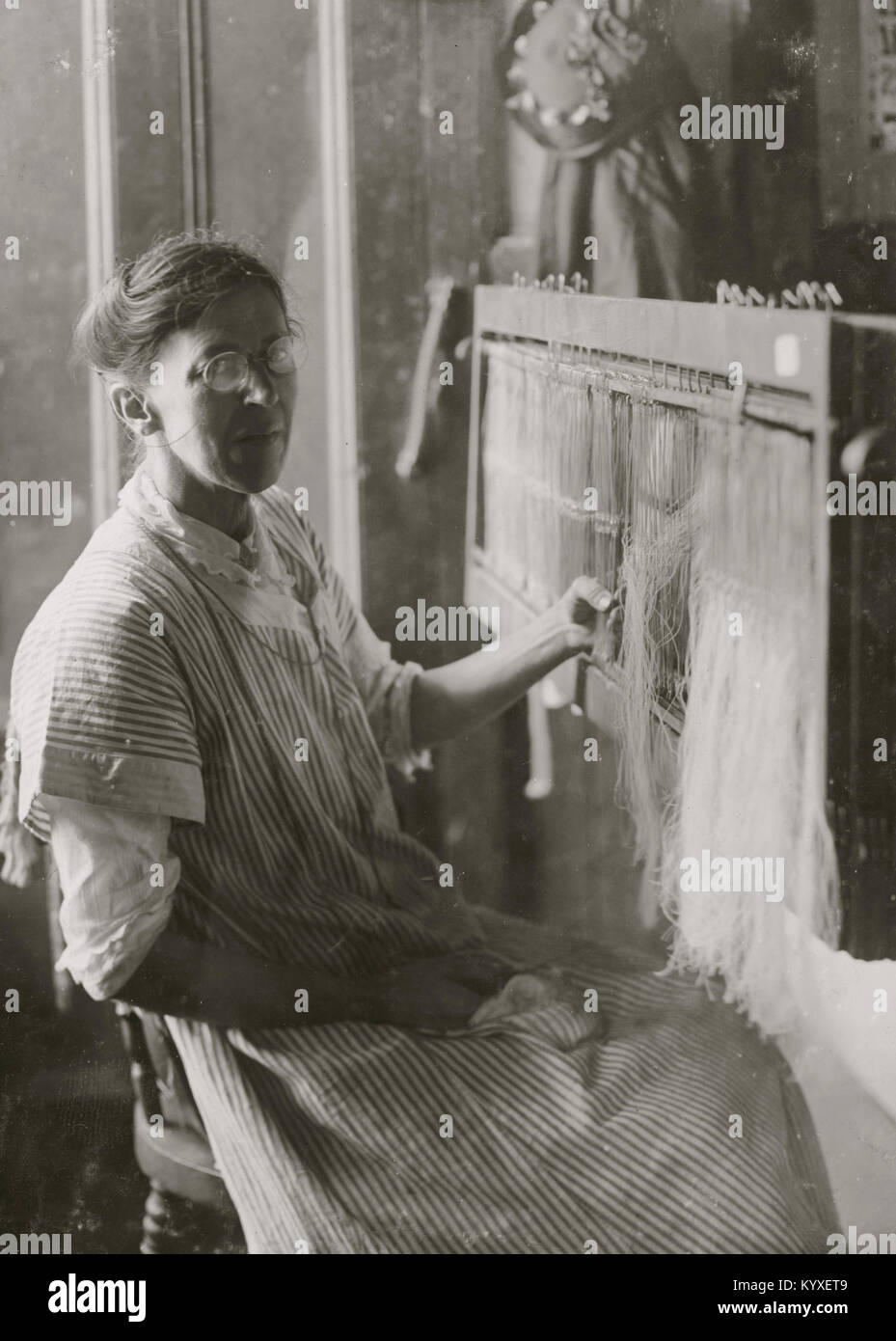 Older Worker in Cotton Mill doing drawing Stock Photo - Alamy