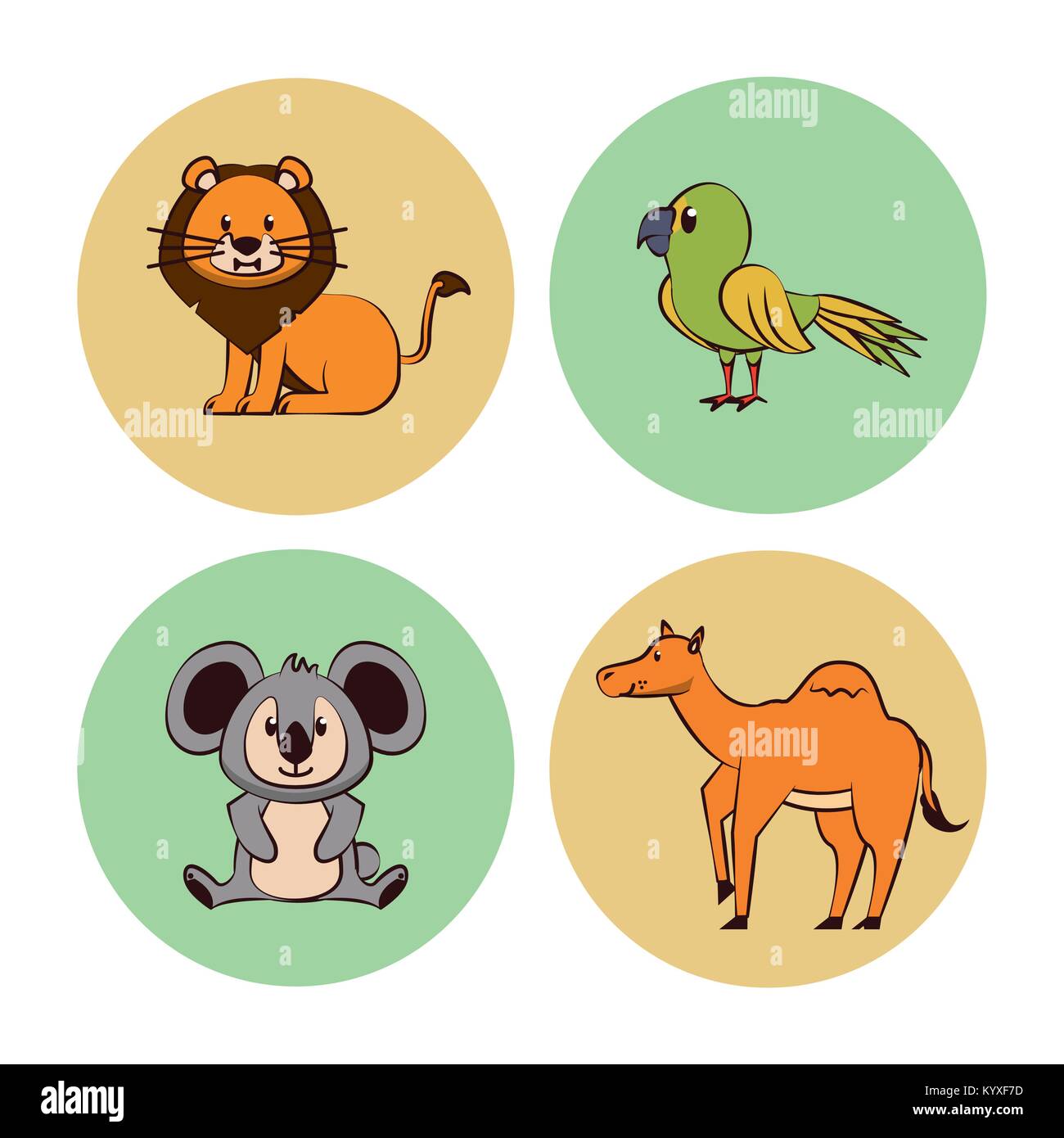 Cute animals cartoon round icons Stock Vector Image & Art - Alamy