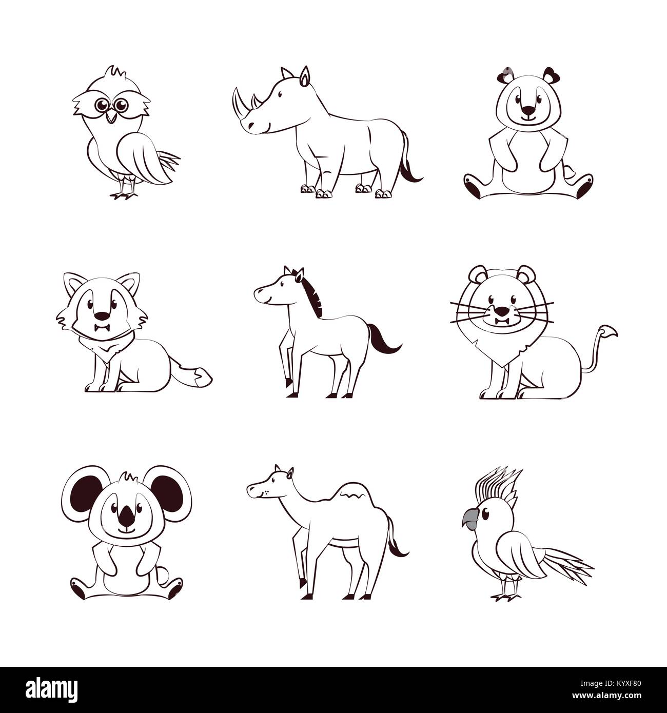 Cute animals cartoons icons Stock Vector Image & Art - Alamy