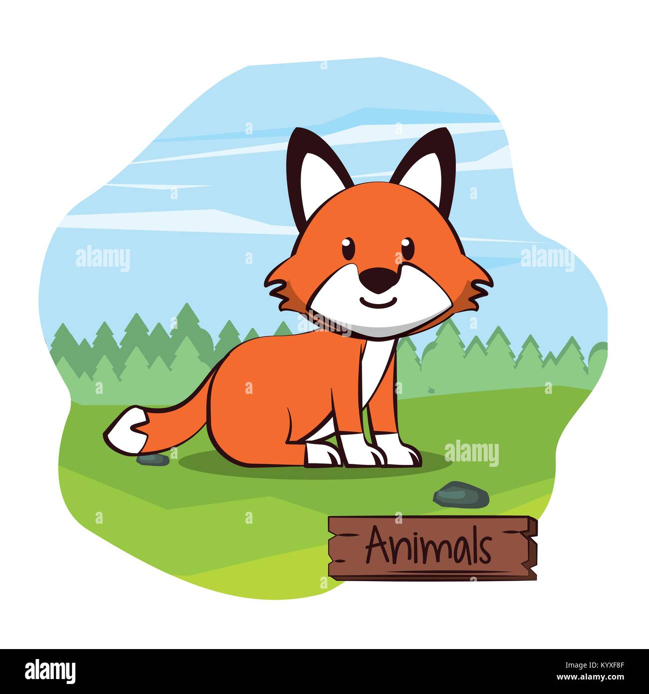 Cute fox in forest,cartoon Stock Vector Image & Art - Alamy