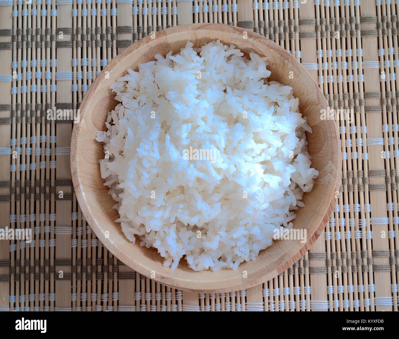 Steamed rice in wooden bowls Stock Photo - Alamy
