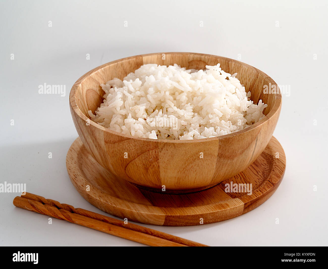 Steamed rice in wooden bowls Stock Photo - Alamy