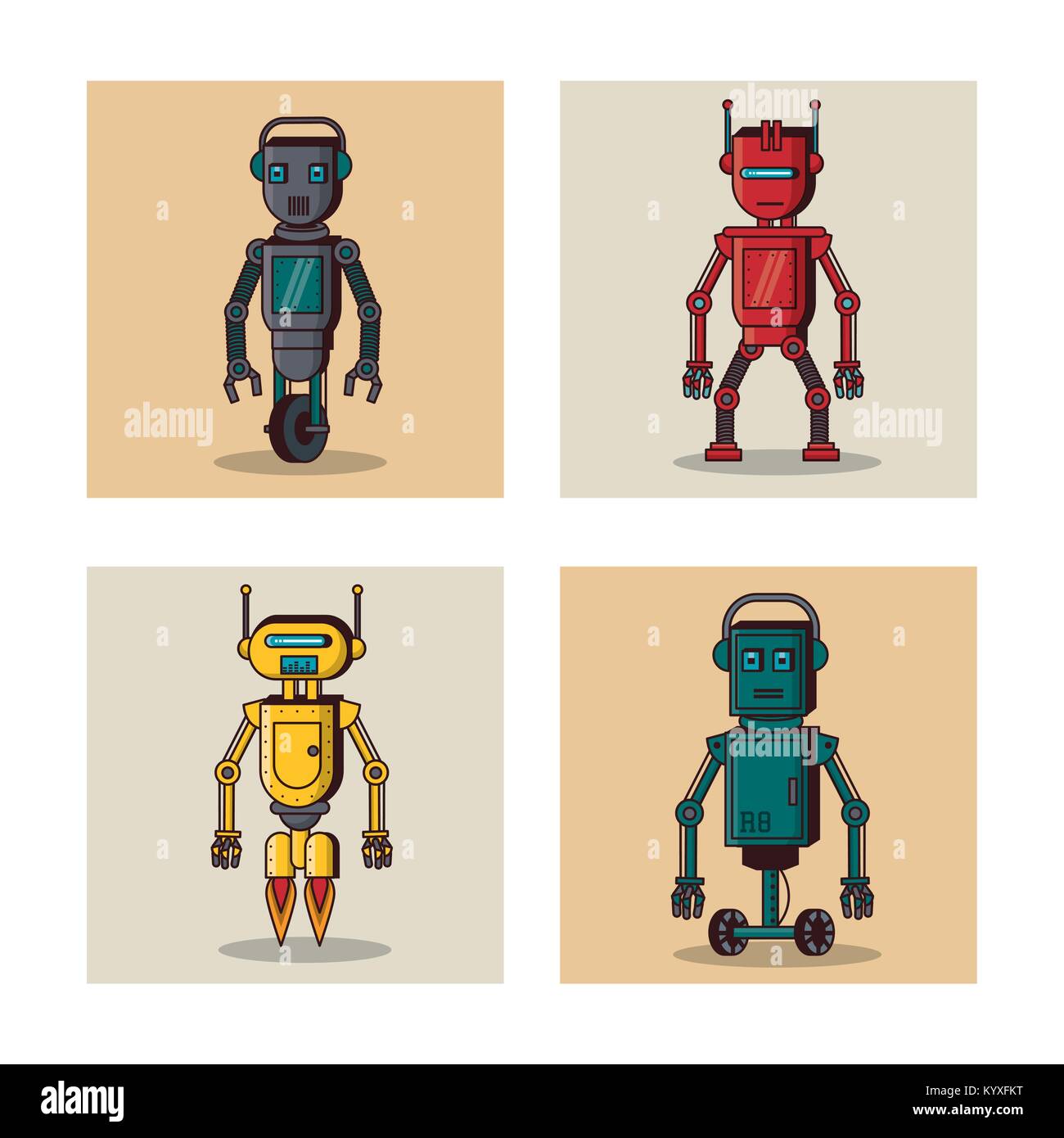 Robot square icons cartoon Stock Vector Image & Art - Alamy