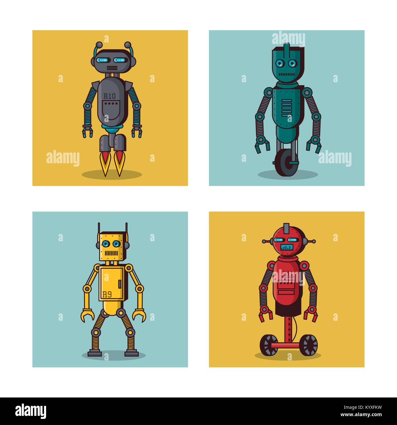 Robot square icons cartoon Stock Vector Image & Art - Alamy
