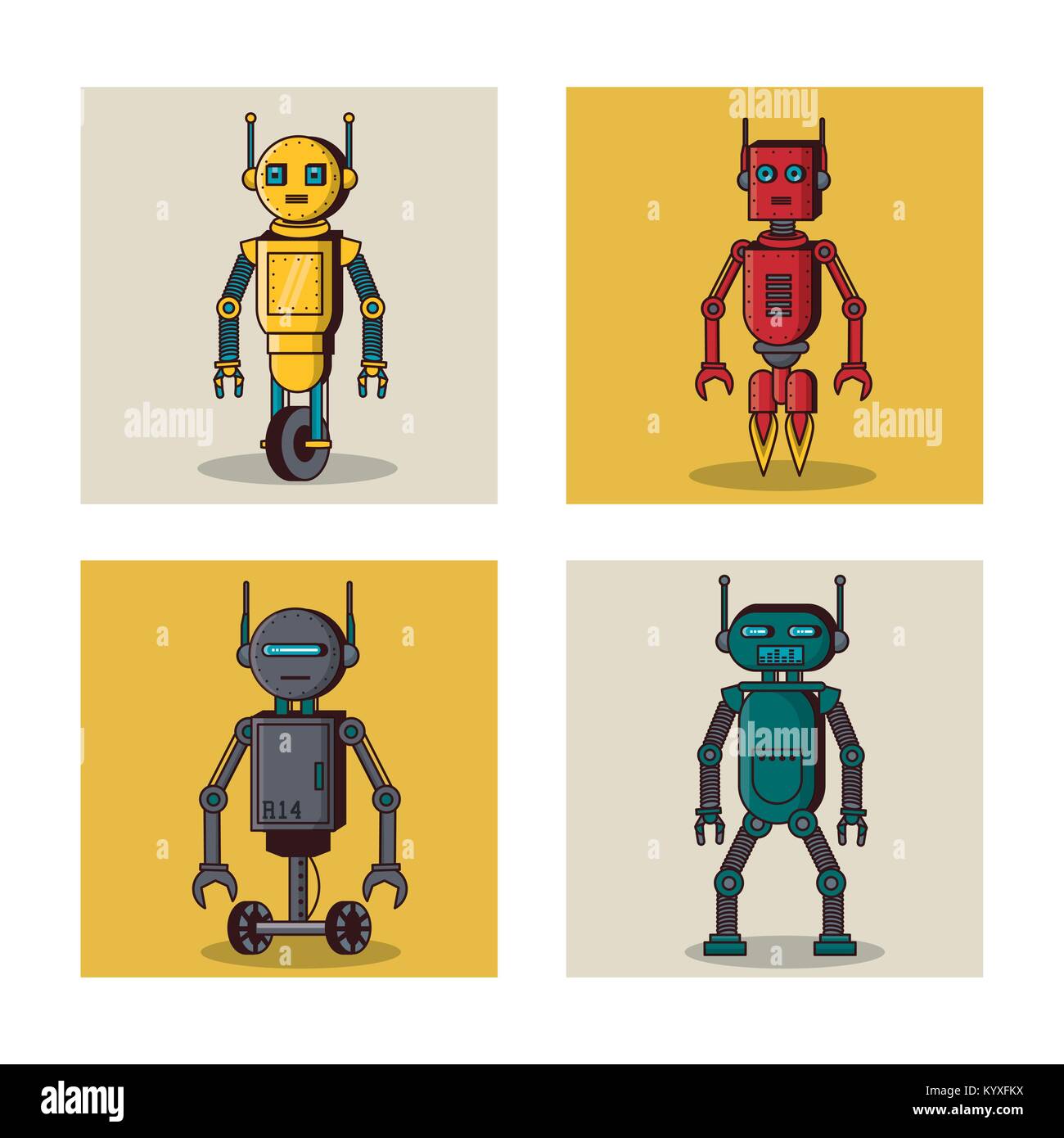 Robot square icons cartoon Stock Vector Image & Art - Alamy