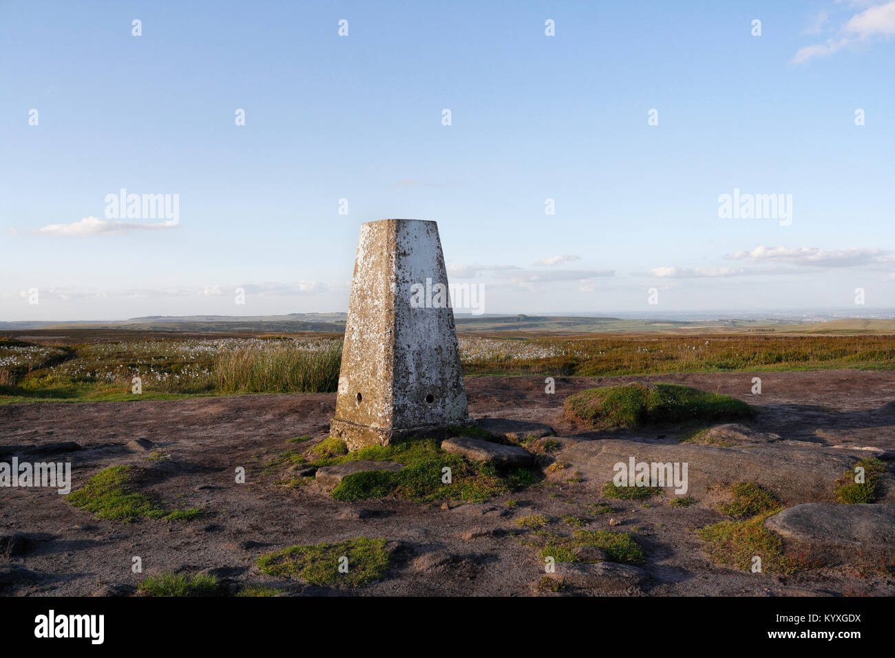 High Neb trig point, Stanage Edge, Peak District national park ...