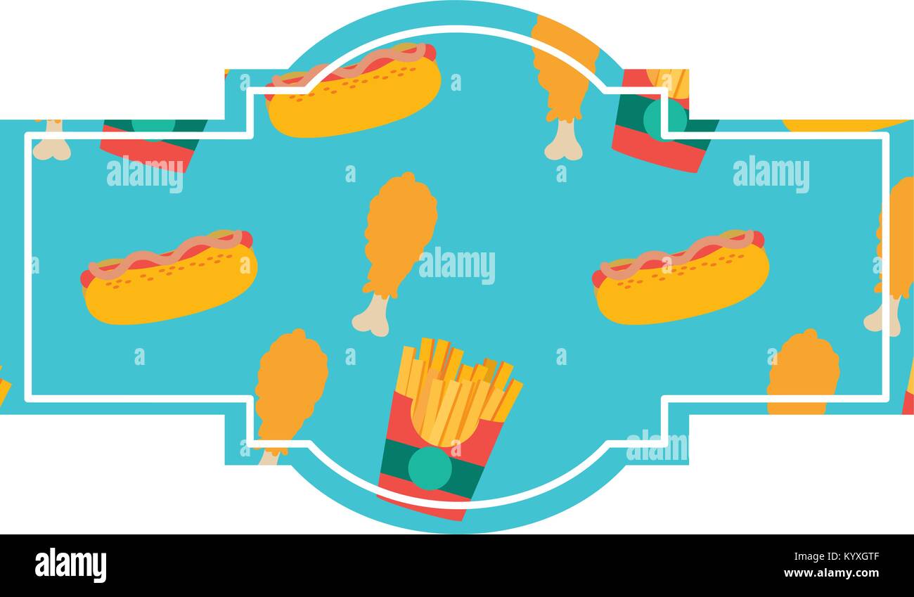 Chicken hot dog and fries label Stock Vector Image & Art - Alamy