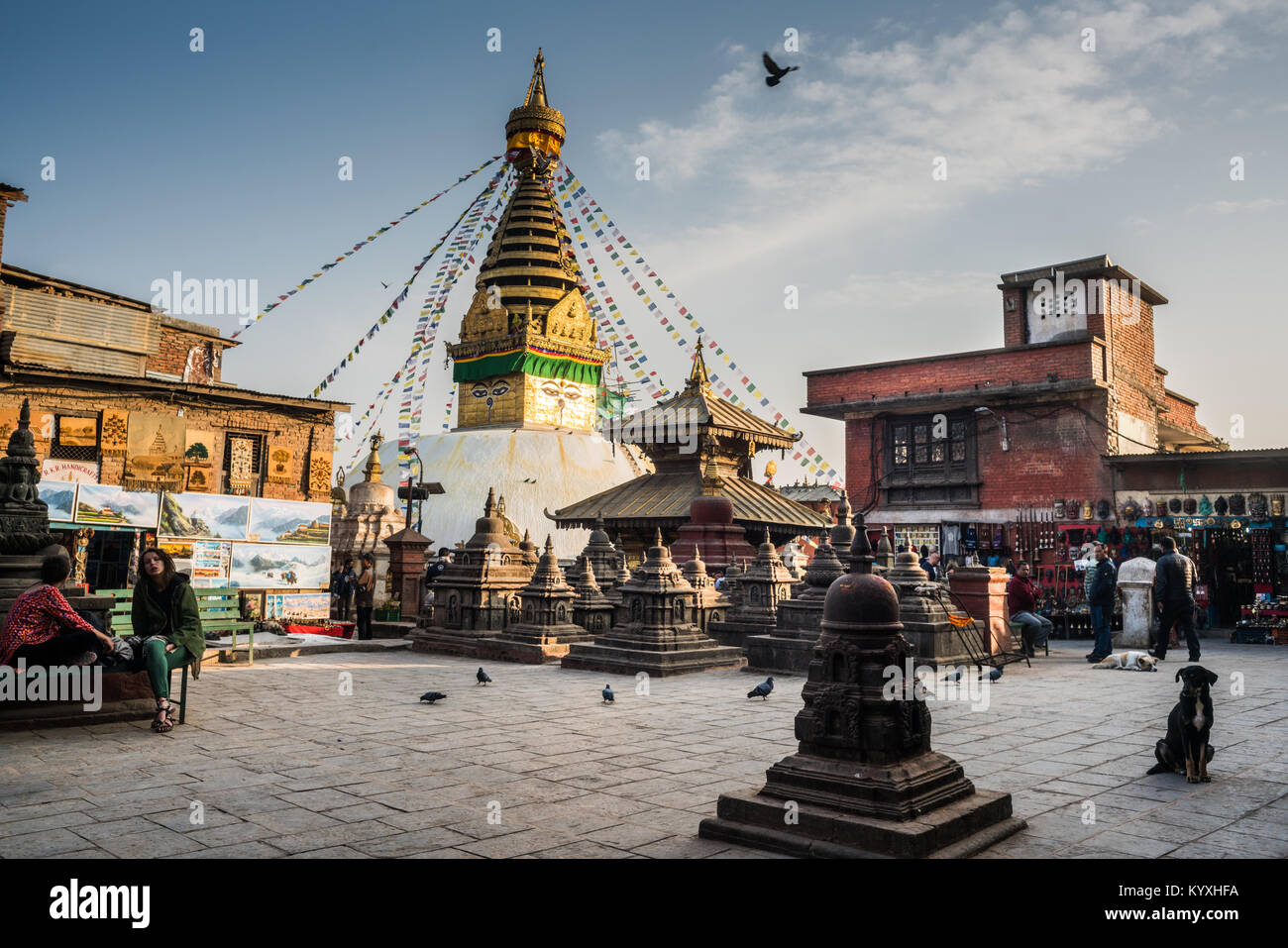 Swoyambhu Stupa (Monkey temple), Kathmandu, Nepal, Asia Stock Photo - Alamy