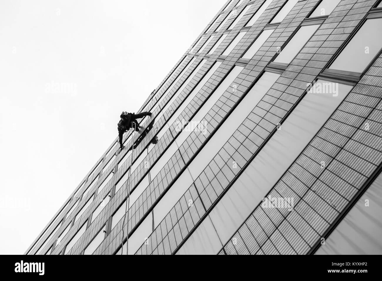 Glass facade maintenance Black and White Stock Photos & Images - Alamy