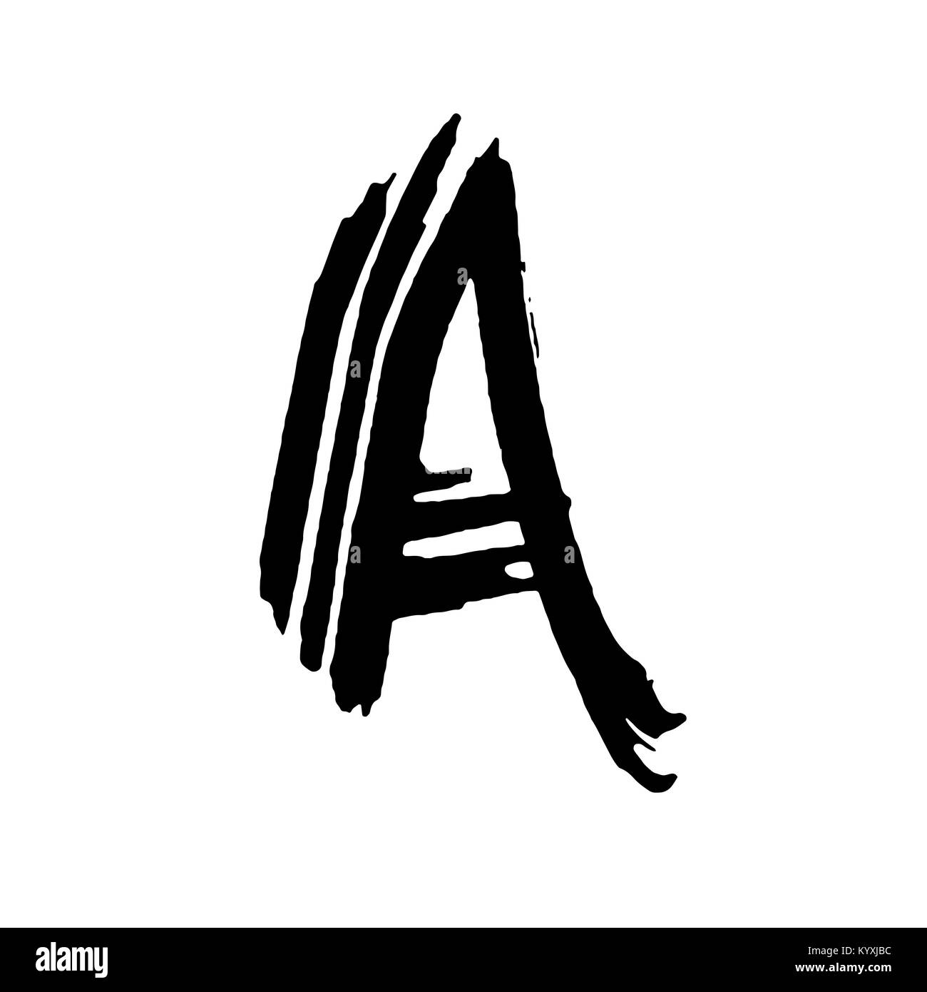 Letter A. Handwritten by dry brush. Rough strokes font. Vector ...
