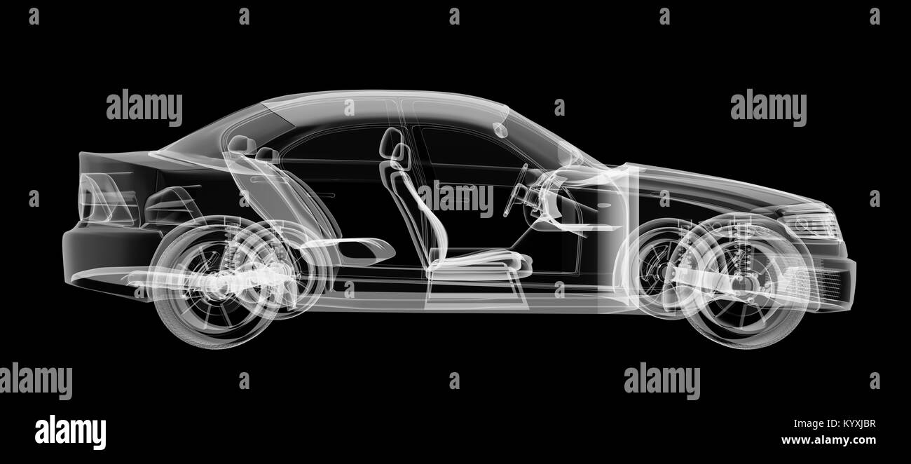 X-ray of car on isolated black background Stock Photo - Alamy