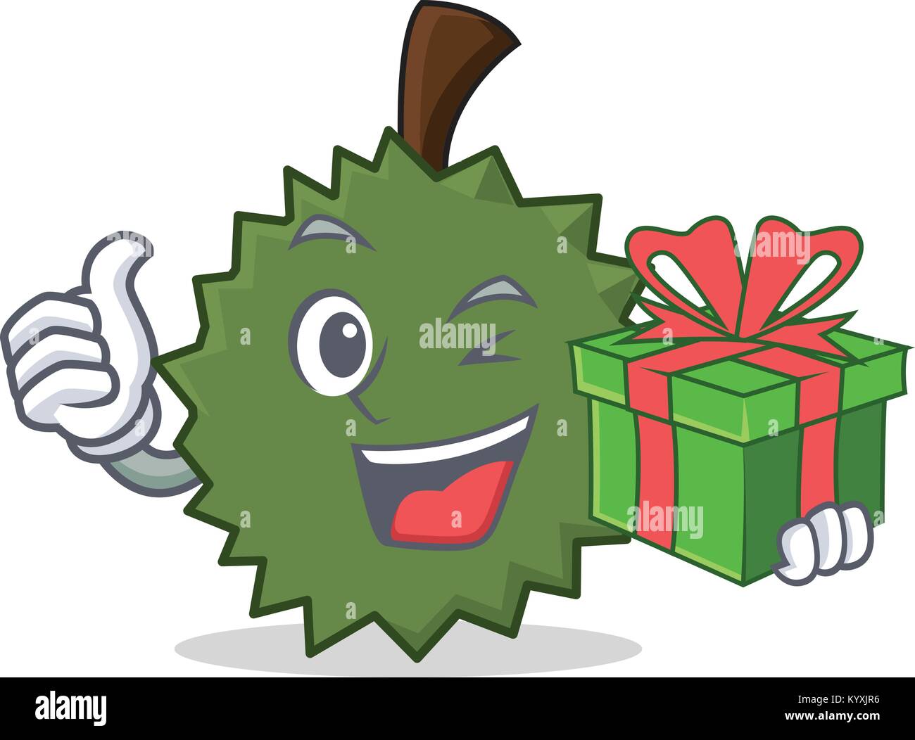 With gift Durian mascot cartoon style Stock Vector Image & Art - Alamy