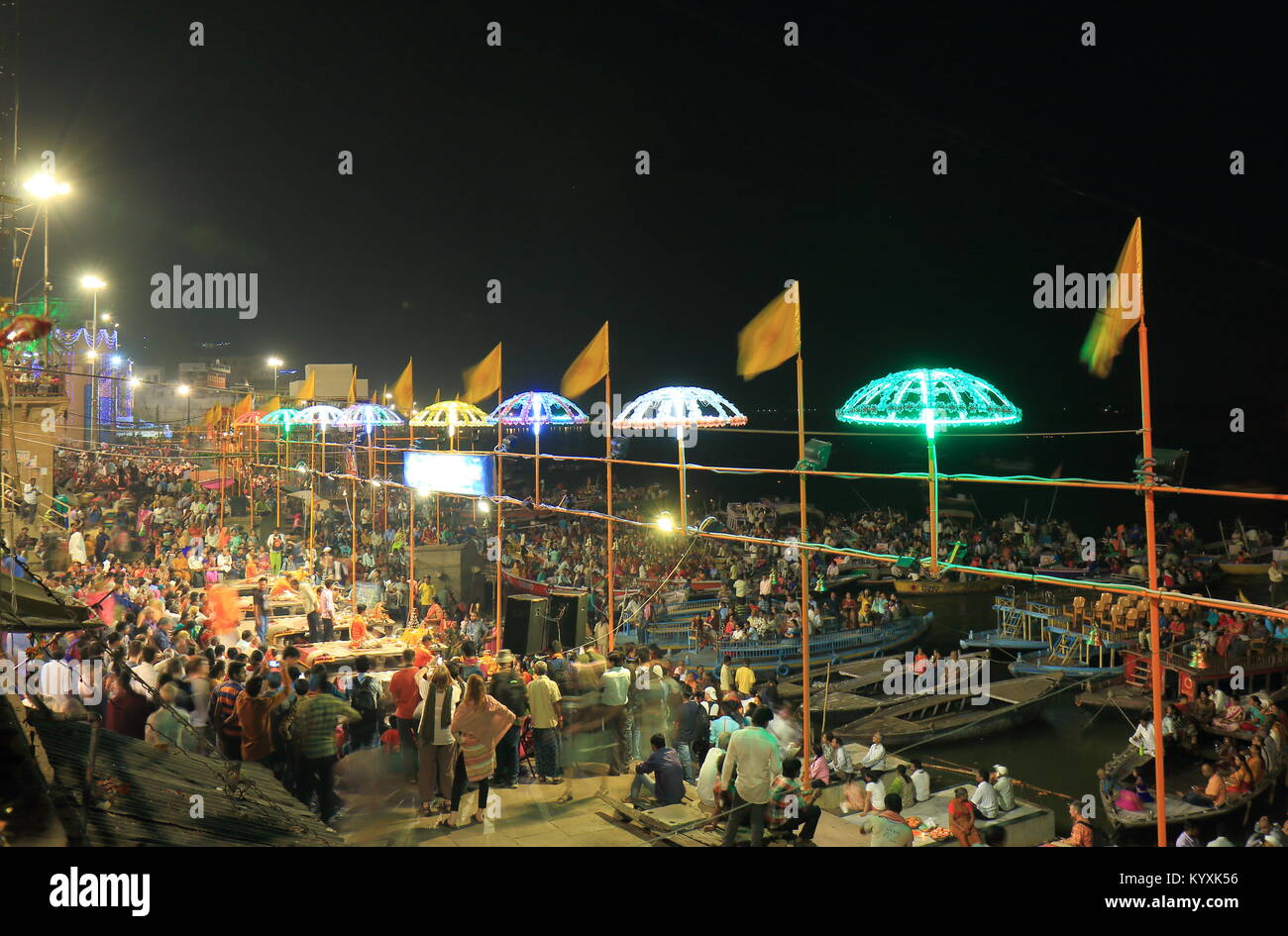 Crowd Of People At Dashashwamedh Ghat High Resolution Stock Photography ...