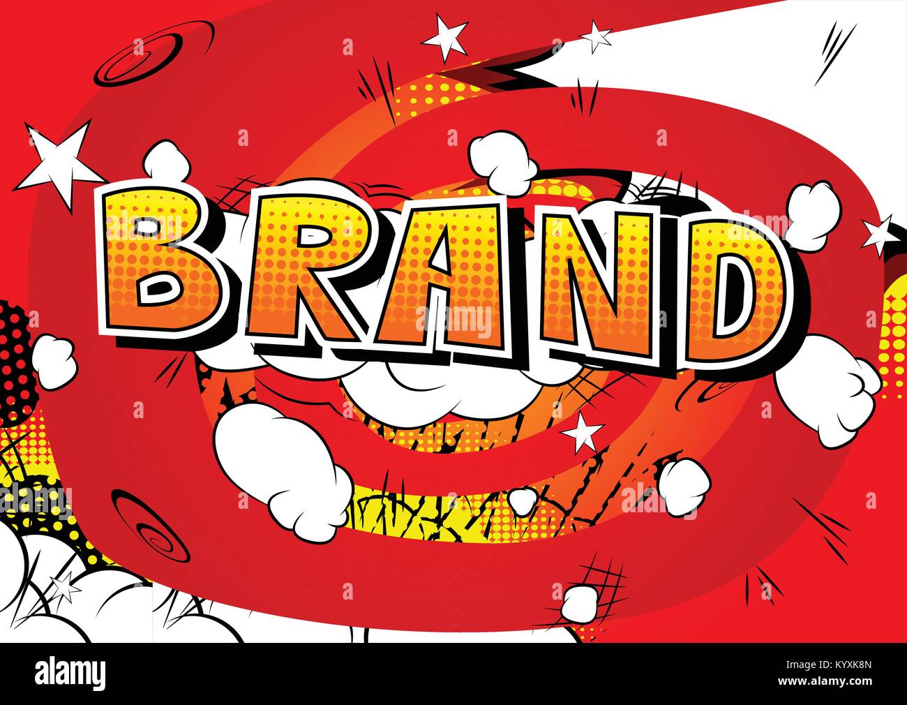 Brand - Comic book style word on abstract background Stock Vector Image ...