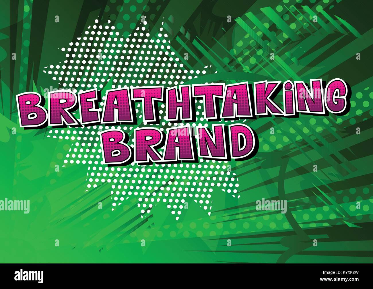 Breathtaking Brand - Comic book style word on abstract background Stock ...