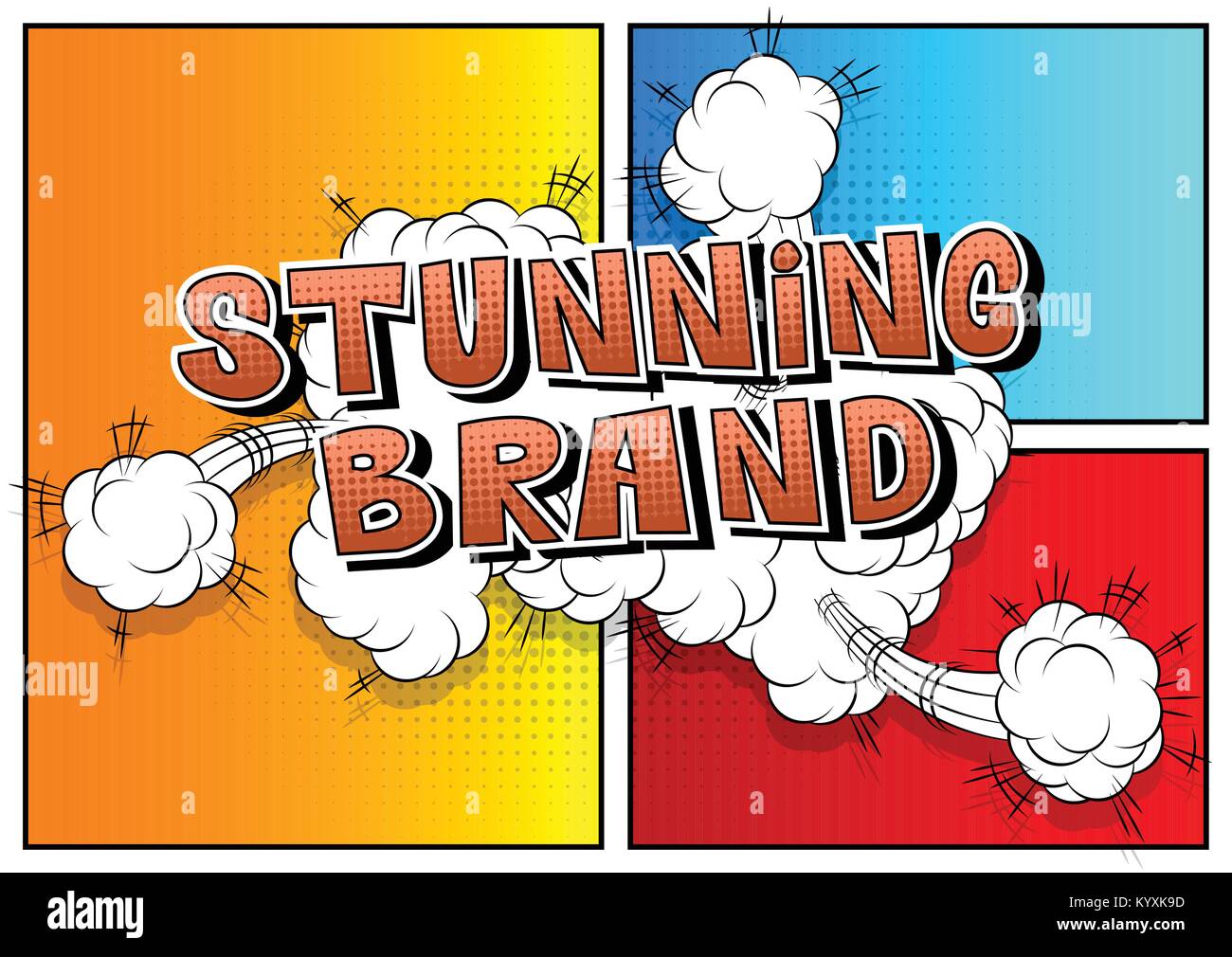 Stunning Brand - Comic book style word on abstract background Stock ...