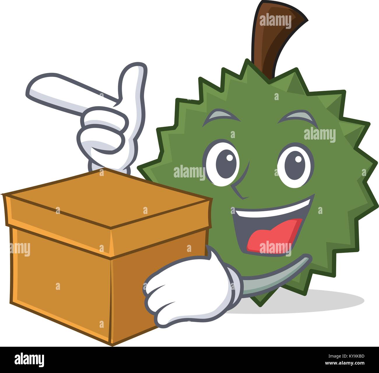 With box Durian character cartoon style vector illustration Stock ...