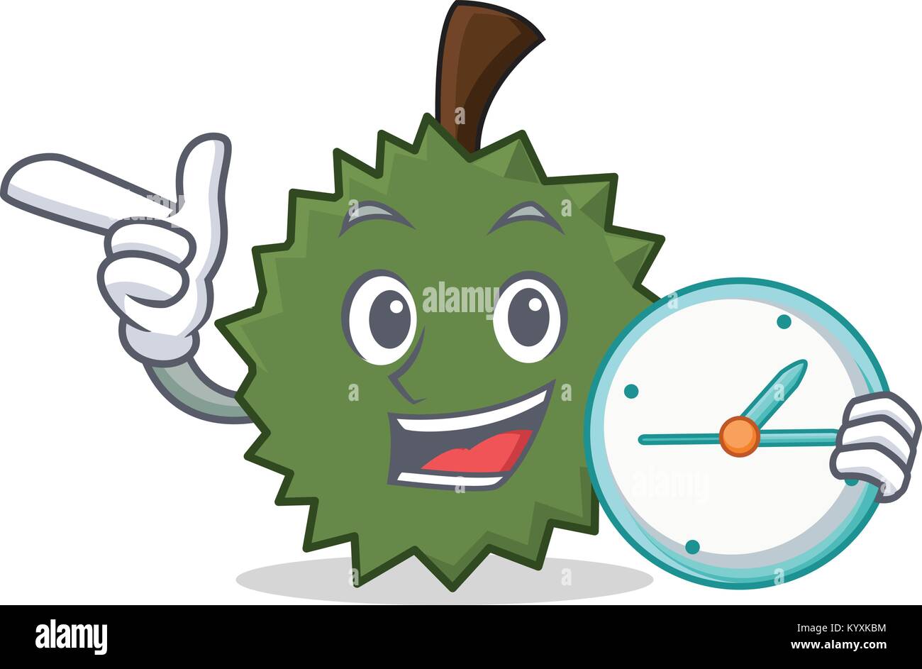 With clock Durian character cartoon style vector illustration Stock ...