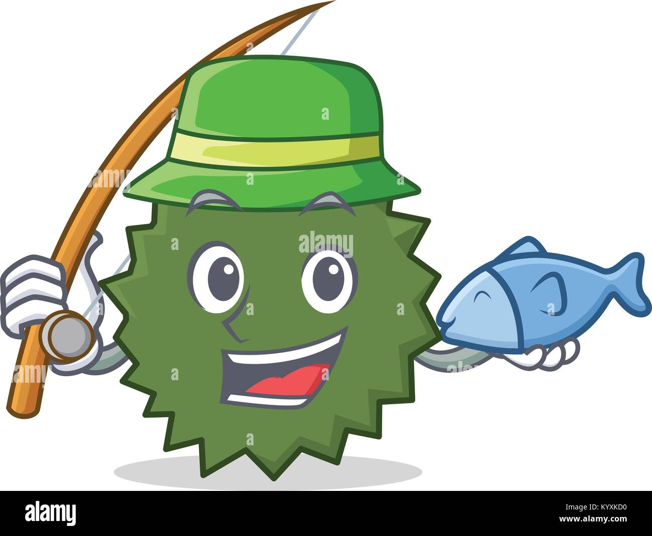 Fishing Durian mascot cartoon style vector illustration Stock Vector ...