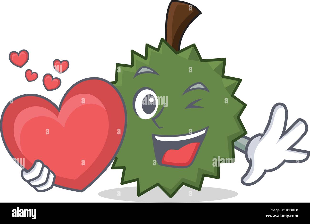 With heart Durian mascot cartoon style vector illustration Stock Vector ...