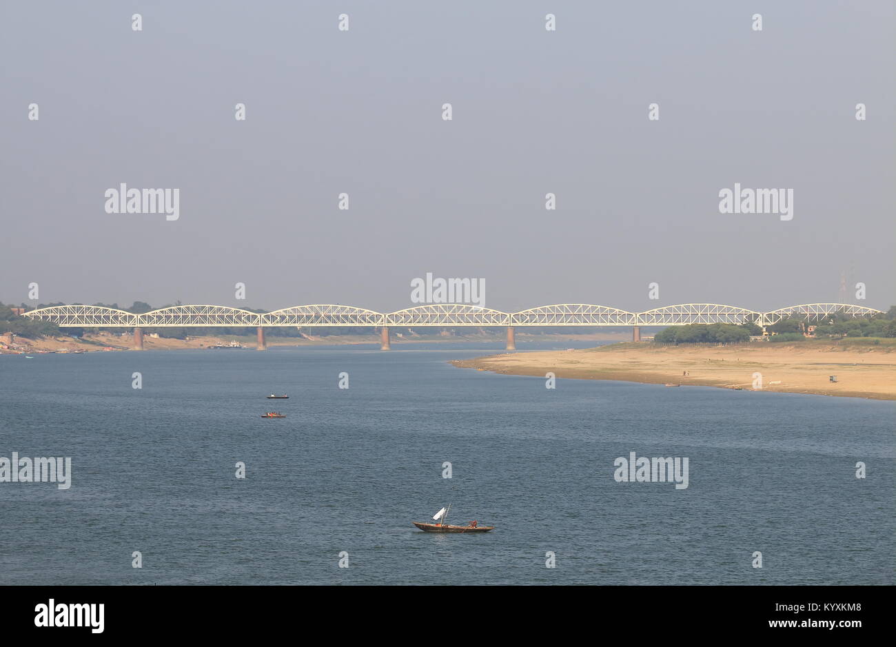 Raj Ghat Bridge Varanasi India Stock Photo - Alamy