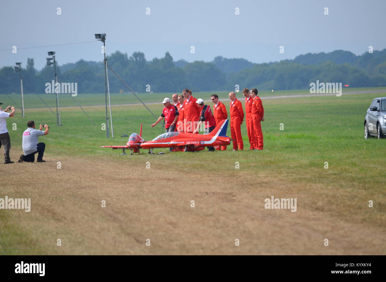 The Red Arrows pilots meet the Mini-Reds radio control display team at ...