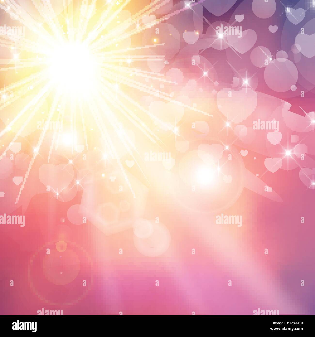 Happy valentines day shiny sunlight heart bokeh with lens flares on ...