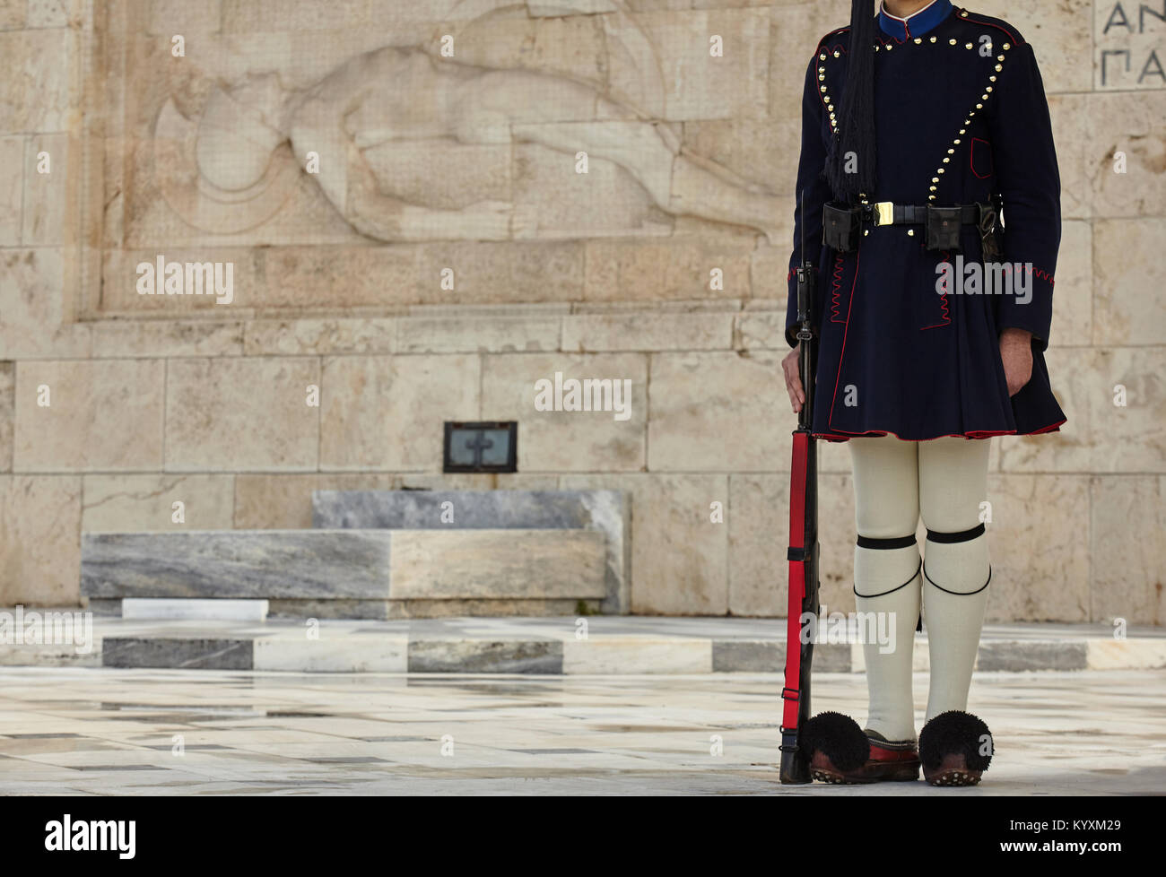 Evzonas Guardian in front of the Greek parliament in Athens, Greece ...