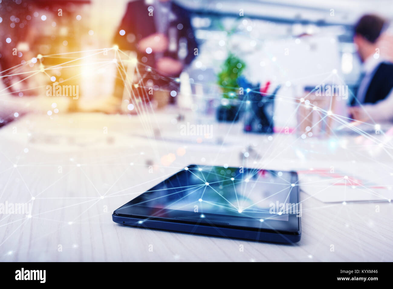 Tablet that shares multimedia with internet connection Stock Photo - Alamy