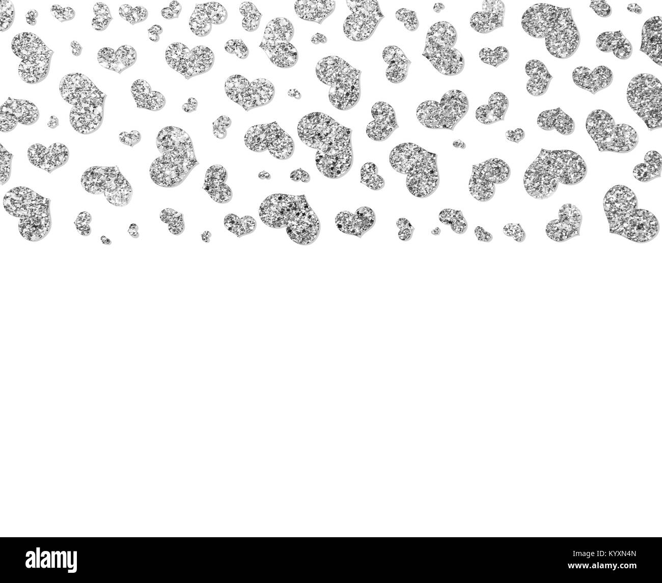 Falling silver hearts on a white isolated background Stock Photo - Alamy