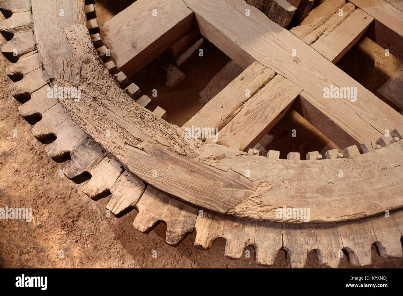 ancient wooden gearwheel Stock Photo - Alamy