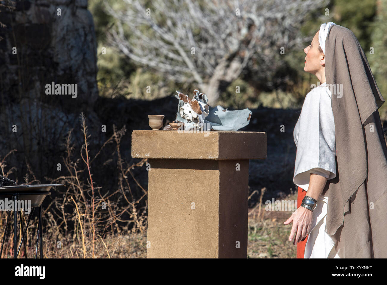 Alcuescar, Spain - December 17th, 2017: Reenactment of Iberian Goddess ...