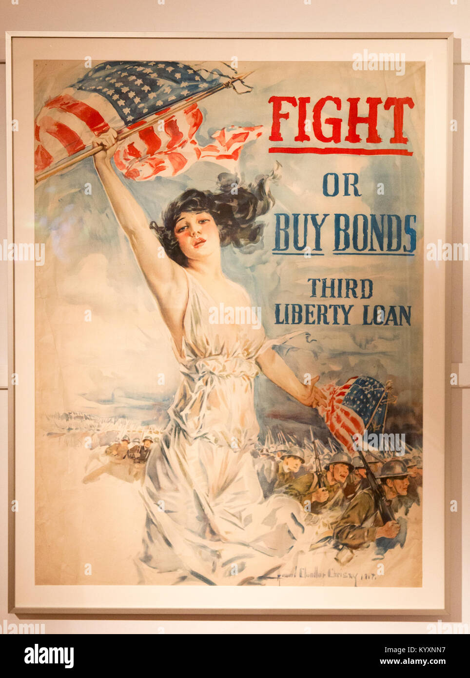 First world war USA American propaganda poster, 'Fight or Buy Bonds ...