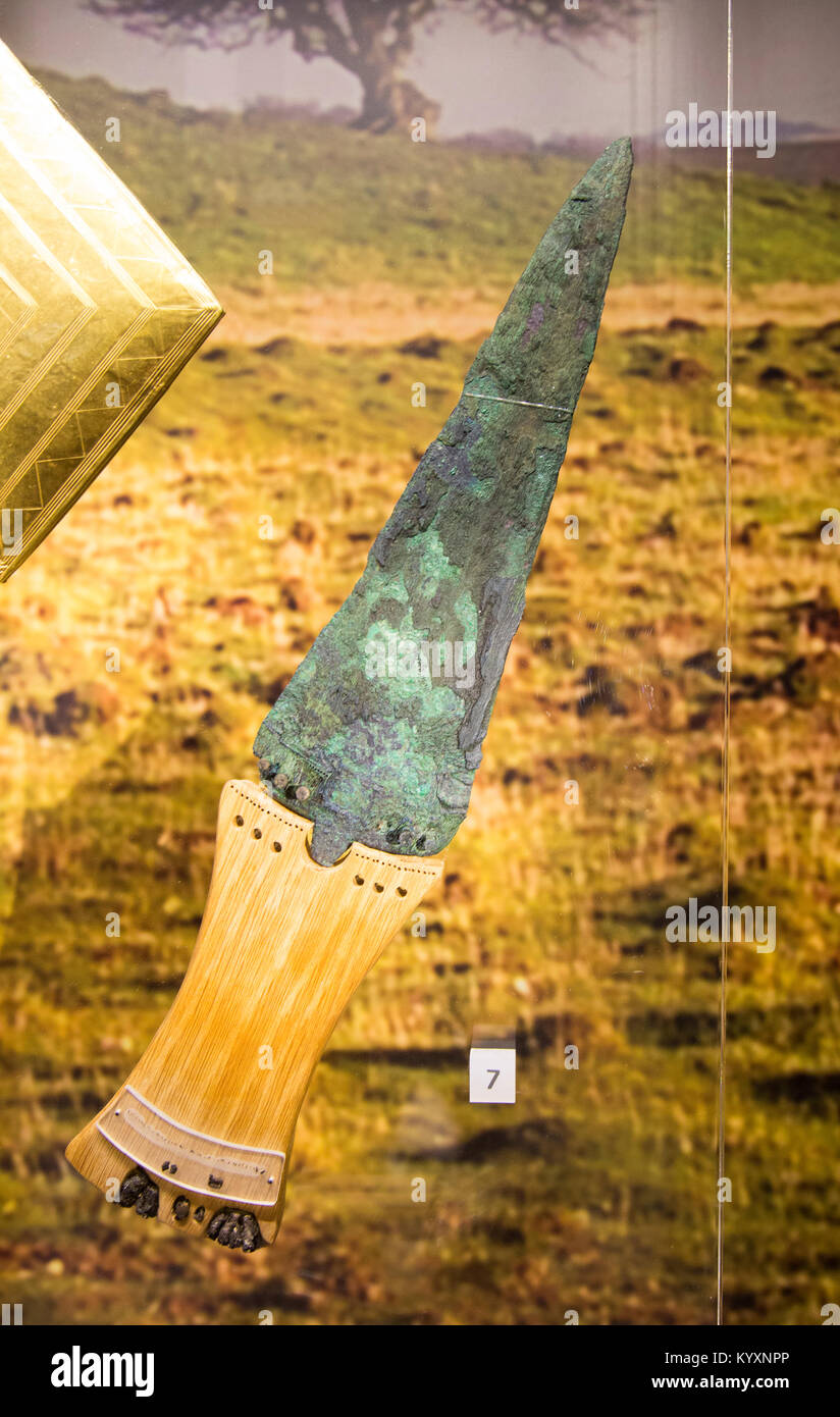 Copper dagger from the Bush Barrow chieftain burial site, with ...