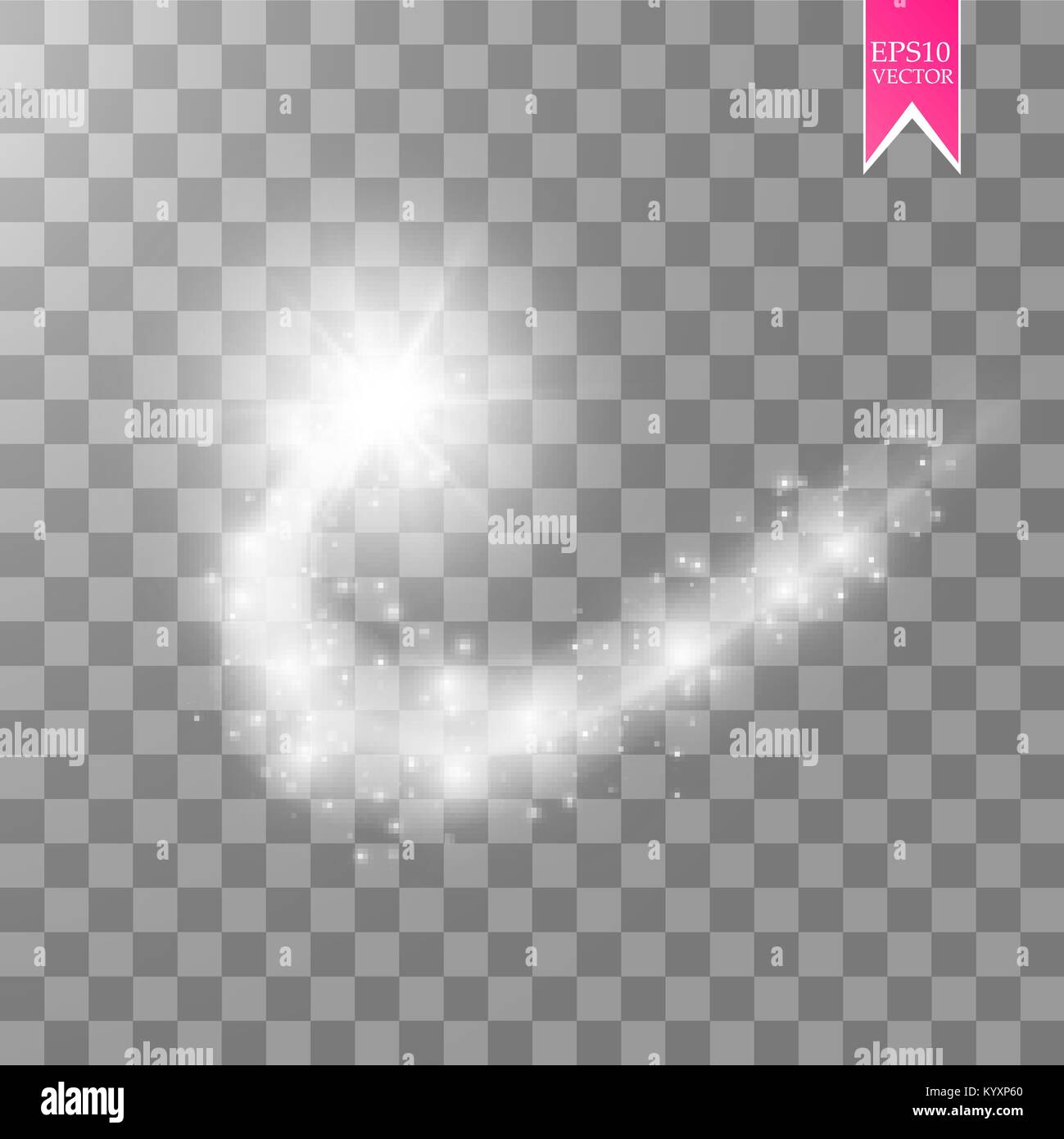 A bright comet with large dust. Falling Star. Glow light effect. Vector ...