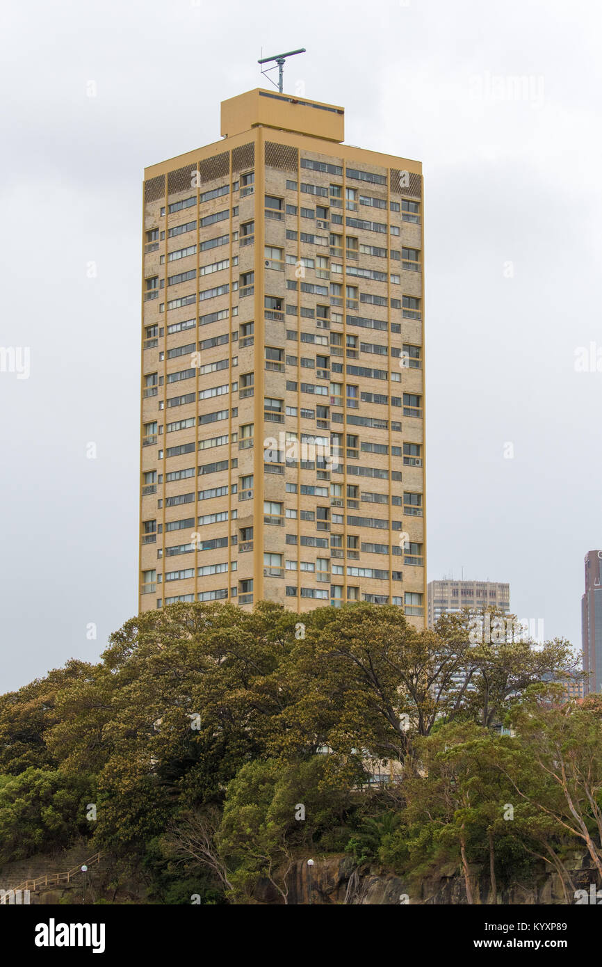 Blues Point Tower apartment block located in the Sydney suburb McMahons ...