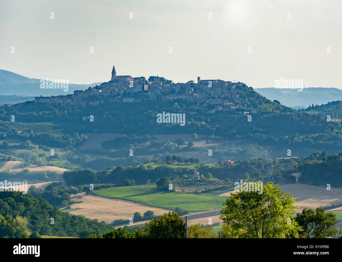 Panoramic view of the countryside around the city of Todi in Umbria ...