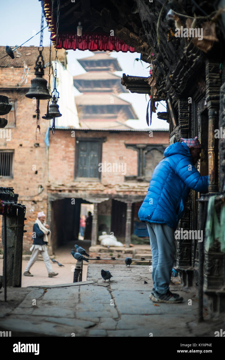 Local people in the street of the Bhaktapur, Nepal, Asia Stock Photo ...