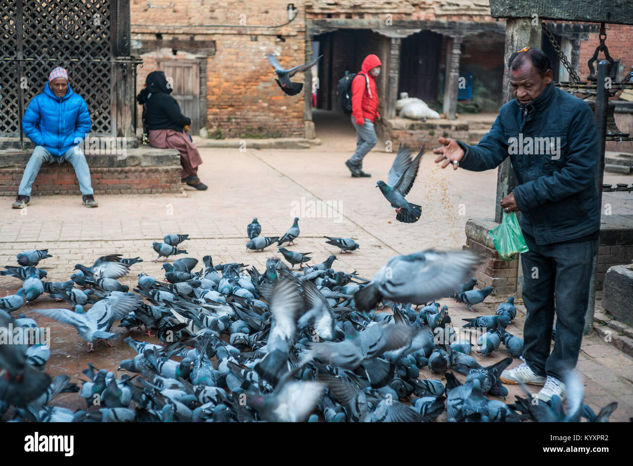 Local people in the street of the Bhaktapur, Nepal, Asia Stock Photo ...
