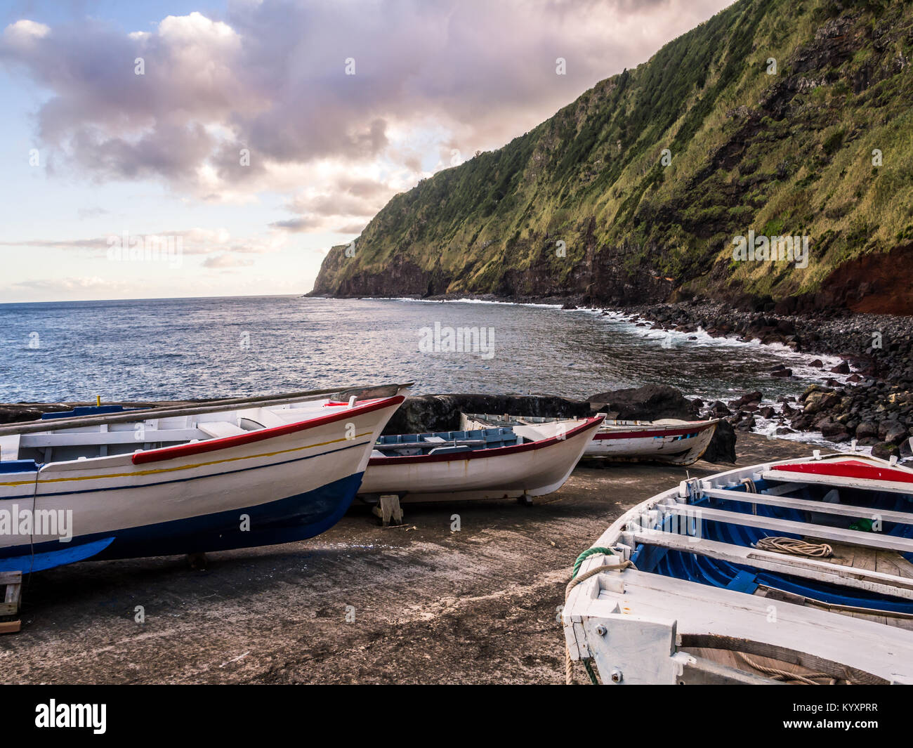 Small port next to the Arnel Lighthouse in Sao Miguel island, Azores ...