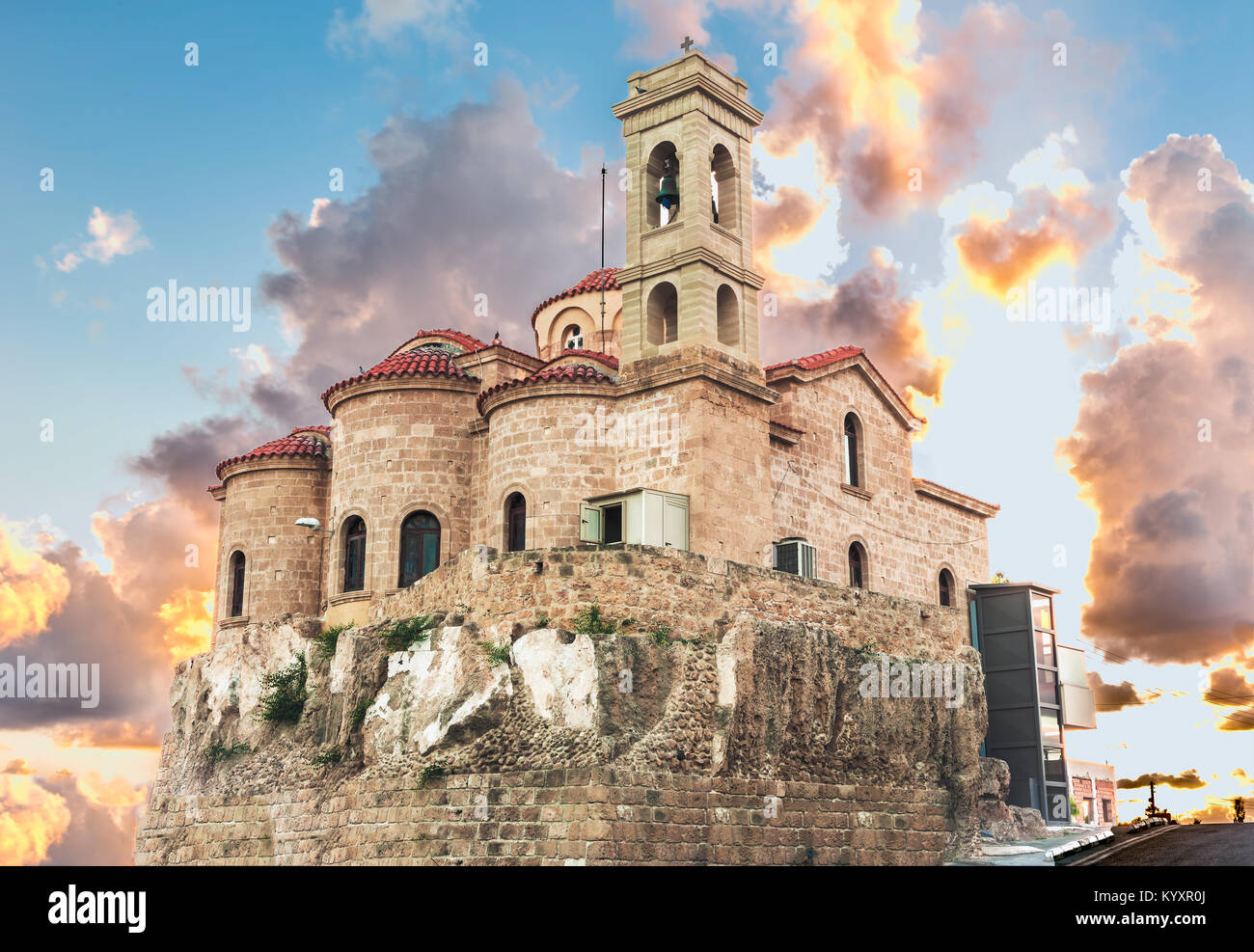 View of the Orthodox Church of Panagia Theoskepasti seventh century ...