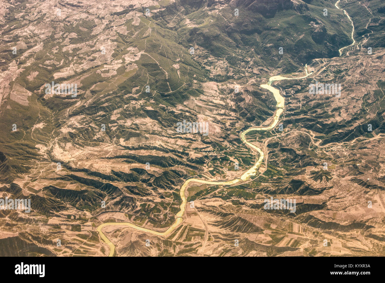 Aerial view of the mountain river Seyhan in southern Turkey Stock Photo ...