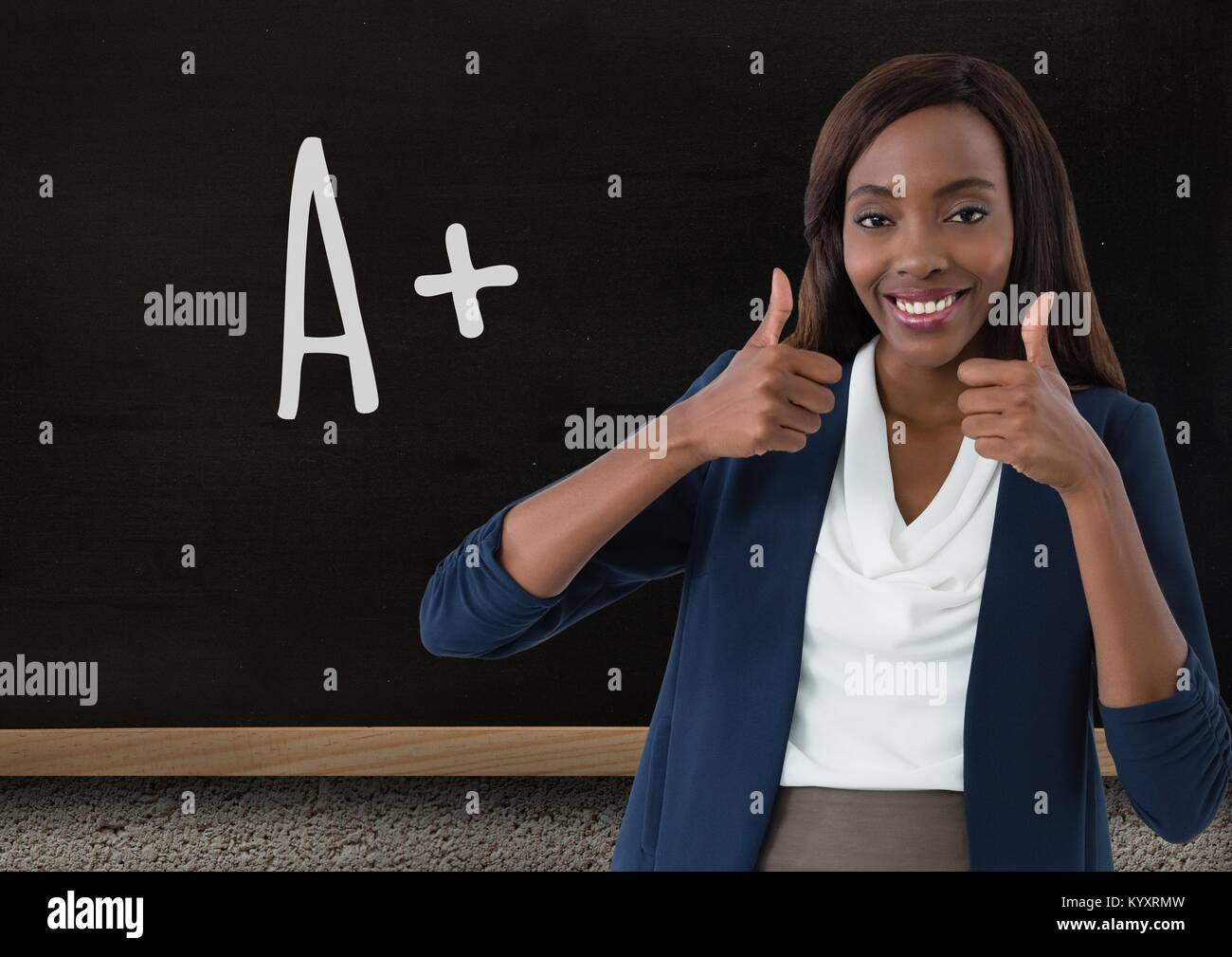 teacher smiling with thumbs up Stock Photo - Alamy