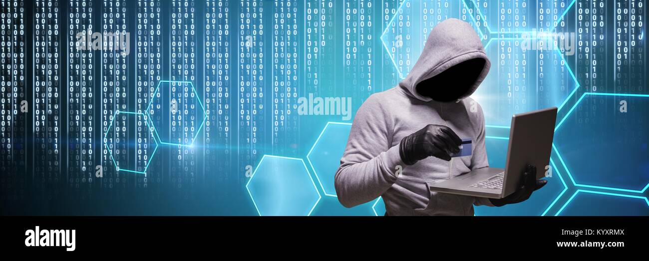 Anonymous hacker with computer code binary interface Stock Photo - Alamy