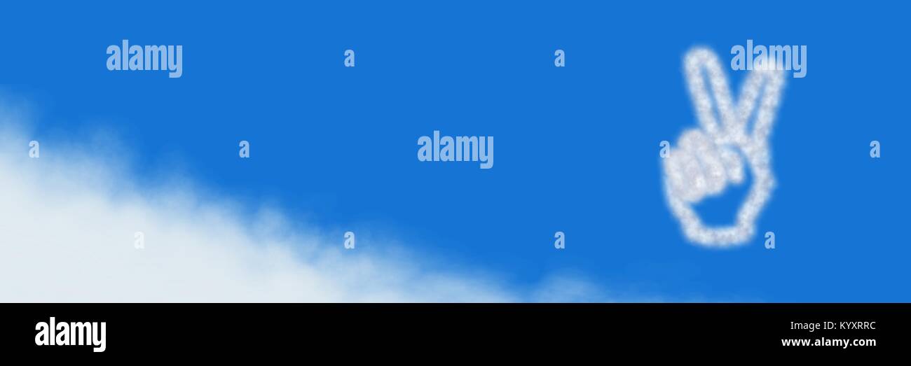 Peace hand gesturee Cloud Icon with sky Stock Photo - Alamy