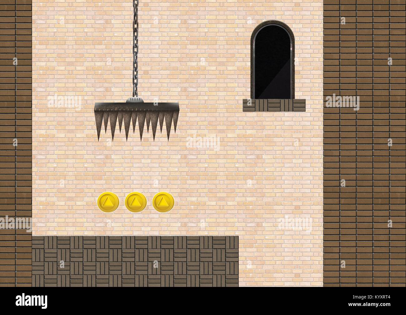 Computer Game Level with trap and coins Stock Photo - Alamy