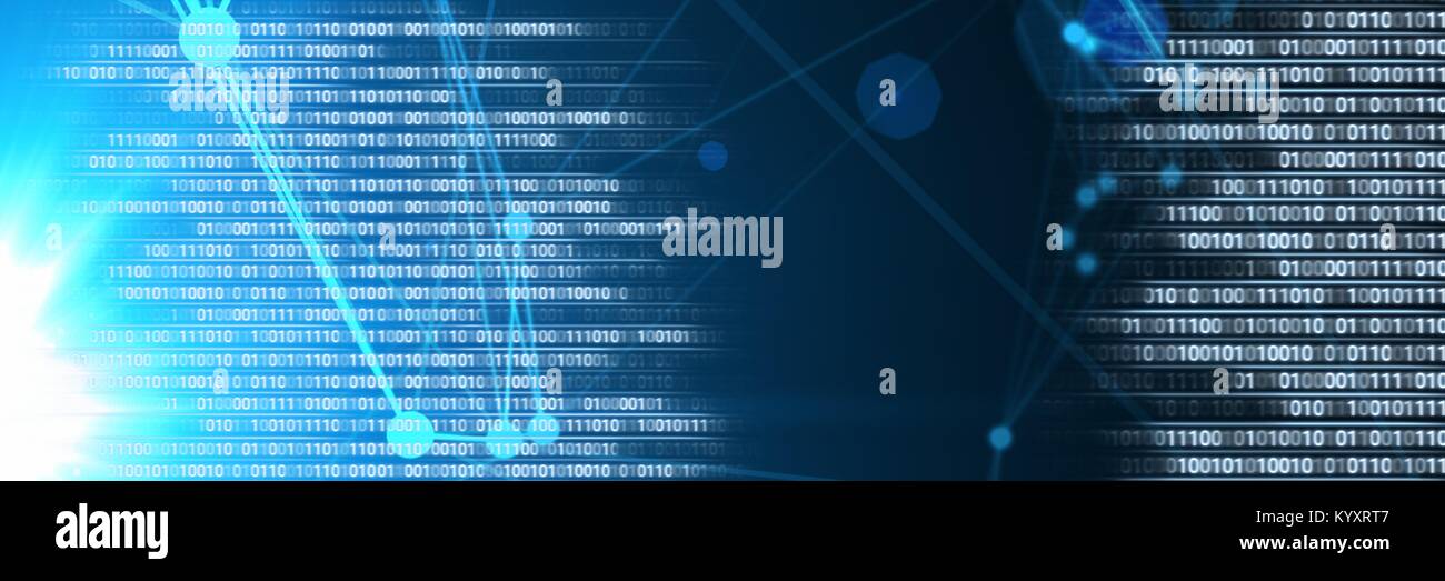 Code binary interface and blue background Stock Photo - Alamy