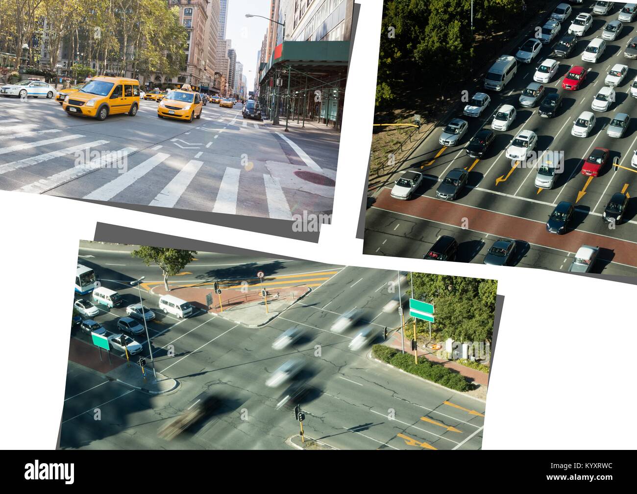traffic collage with cars and road Stock Photo - Alamy