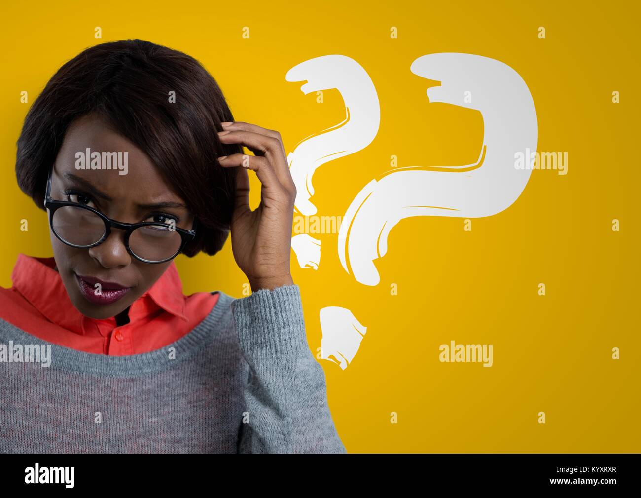 Scratching head question mark hi-res stock photography and images - Alamy